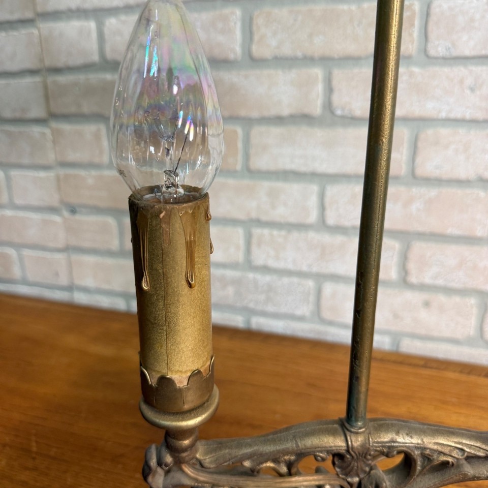 Art Deco Oscar Bach Jadeite Cast Lamp Light Devil Finial Double Socket ...