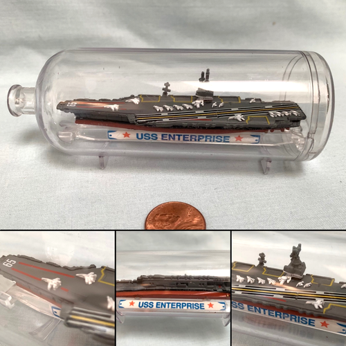 USS ENTERPRISE AIRCRAFT CARRIER SHIP IN A BOTTLE NAVY MINIATURE MICRO ...