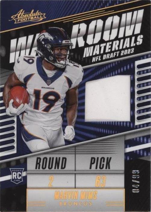 2023 Panini Absolute - War Room Materials Marvin Mims #WR-MMI Gold /99 ...