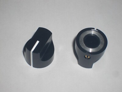 CED P-K680 RADIO DIAL KNOB BLACK SMALL PINCHED w/ LINE 1/4" SHAFT 2PC ...