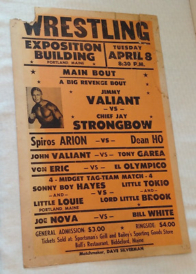 Vintage WWWF Wrestling Arena Poster Match Card 1970 Portland Maine ...