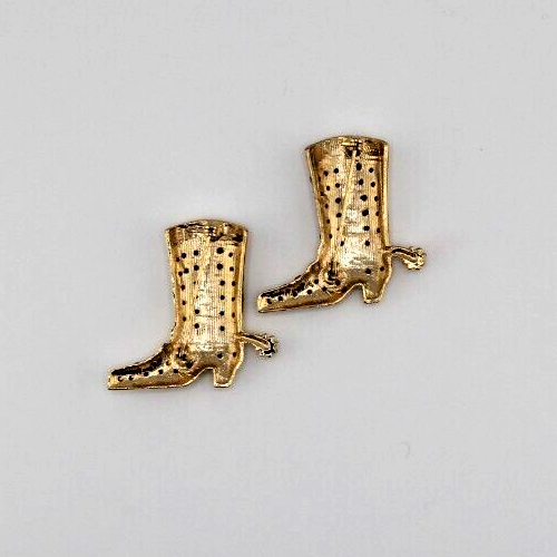 Vintage Set of Two Cowboy Cowgirl Boot Shaped Brooches in Gold Tone ...