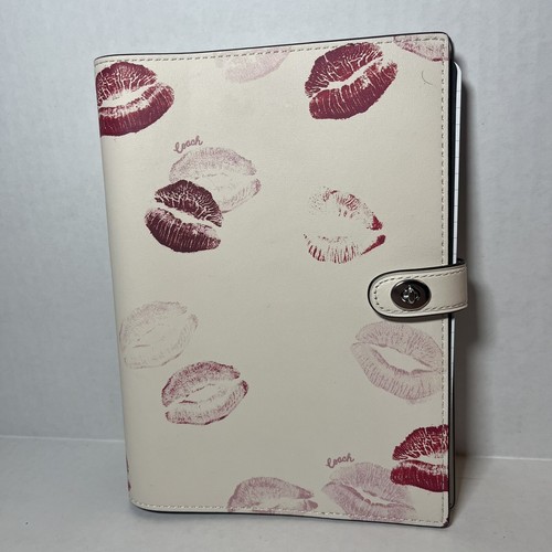 Coach Leather Notebook With Kisses Lip Print Chalk Multi | eBay