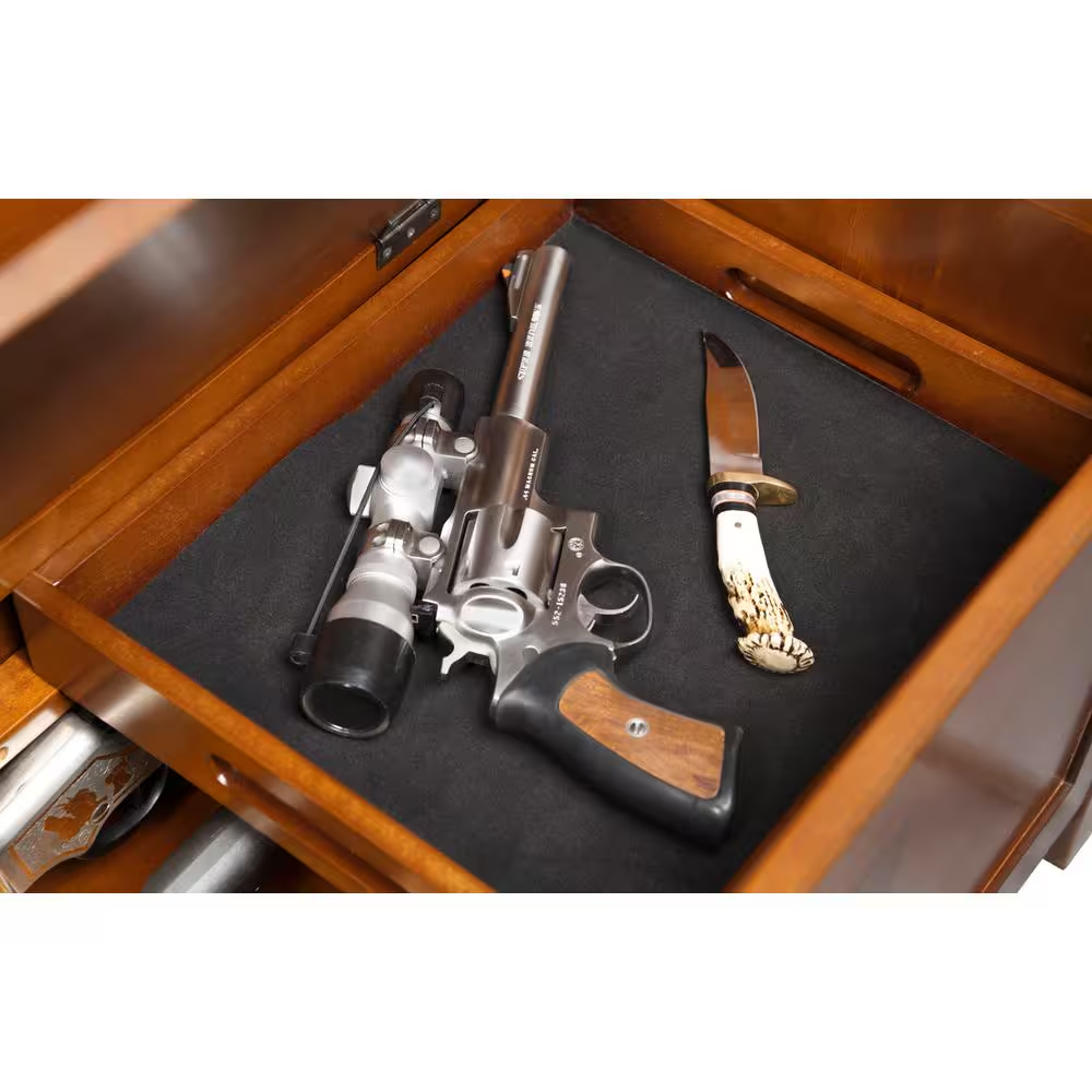 Gun Rack Cabinet Concealment Bench 4-Gun Solid Wood Entryway Home Safe ...