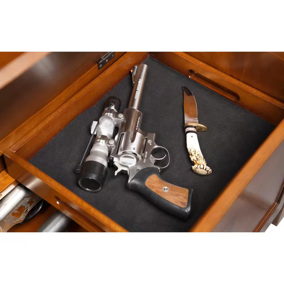 Gun Rack Cabinet Concealment Bench 4-Gun Solid Wood Entryway Home Safe ...