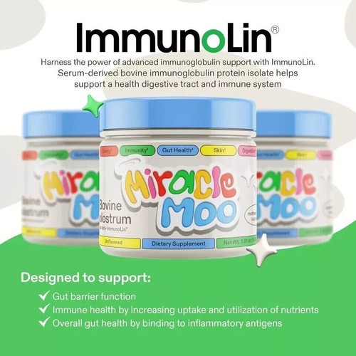 3 Pack Miracle Moo Mother Natures Bovine Colostrum + immunolin ...