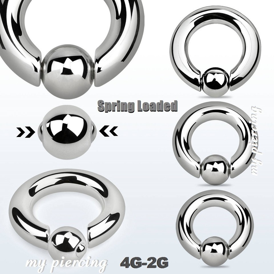 PAIR Surgical Steel Spring Loaded Captive Bead Ring Hoop Septum ...