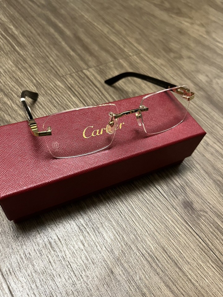 Cartier CT0453O Eyeglasses 56-19-38 001 Genuine Horn Buffalo Buffs ...