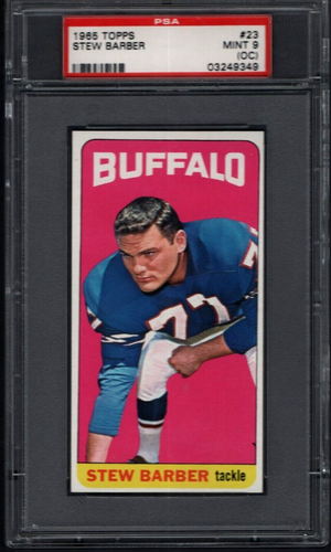 1965 Topps Football #23 Stew Barber PSA 9 Mint (OC) SP Buffalo Bills ...