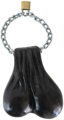 7" BULL NUT'S (BLACK) - BIG RIG DANGLER BALLS WITH CHAIN AND BRASS LOCK ...