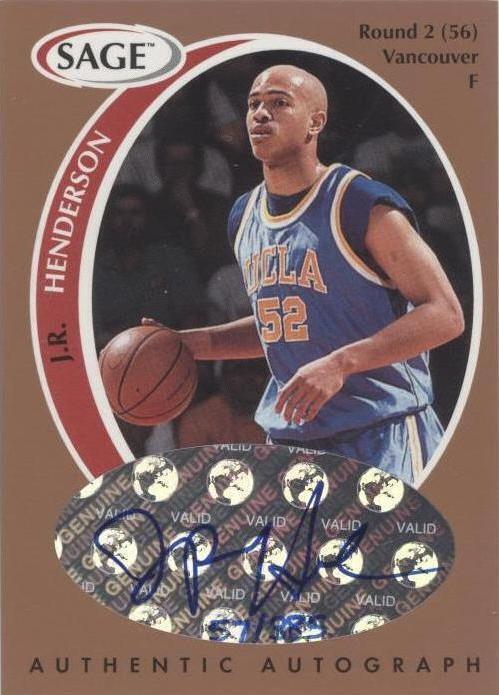 1998 SAGE - Authentic Autograph J.R. Henderson #A19 Bronze /385 (AU, RC ...