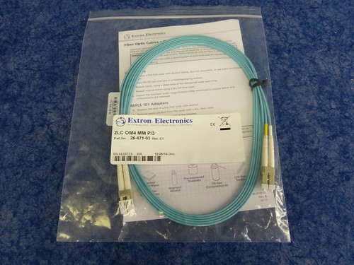 NEW! Extron 2LC OM4 MM P/3 / 26-671-03 / 3m LC to LC Multimode Fiber ...