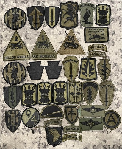 LOT OF x35 Vietnam War Era Military US Army Green Division Unit Uniform ...