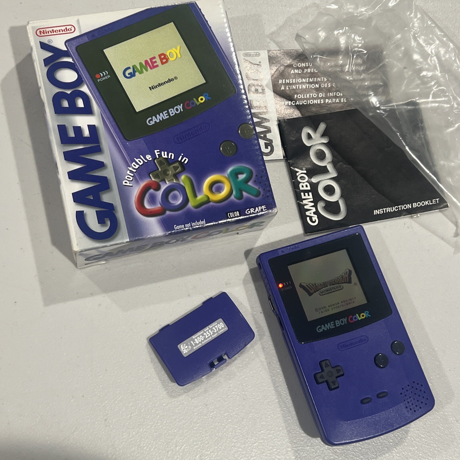 Nintendo Game Boy Color Grape Handheld System - Complete in Box Great ...