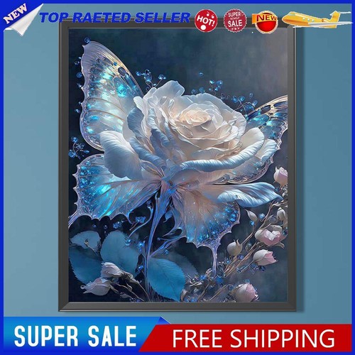 5D DIY Full Round Drill Diamond Painting Butterfly Roses Kit Home Decor ...