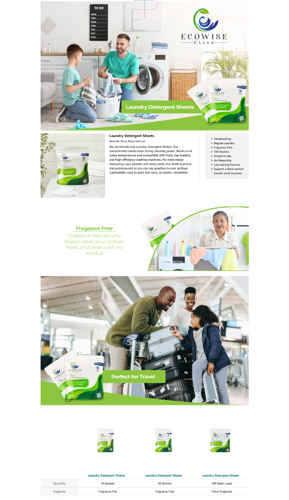 Ecowise Clean Laundry Detergent Cleaning Sheets - Fragrance Free 100 Loads | eBay