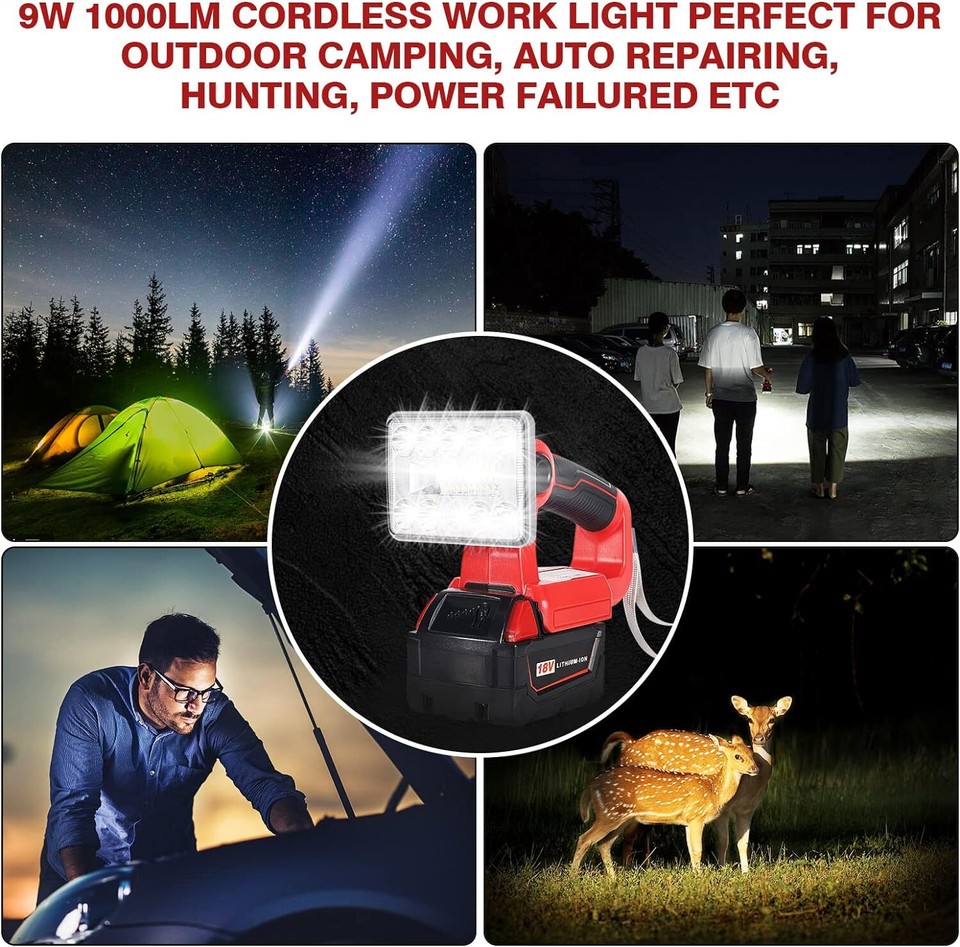 for Milwaukee M18 Battery Cordless LED Work Light 9W 1000LM Handheld ...