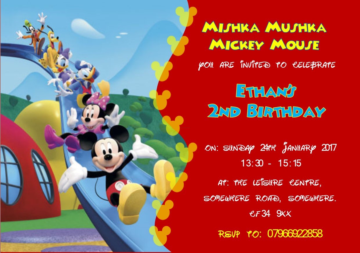 Mickey Mouse Clubhouse 2nd Birthday Invitations