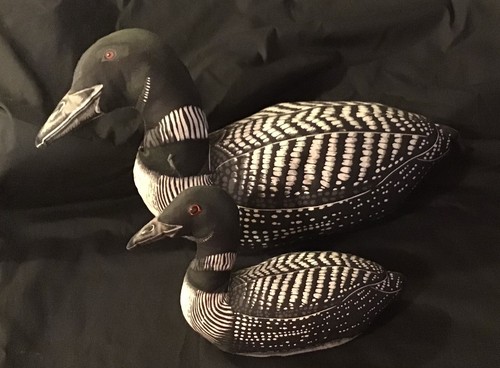 Loon Stuffed Duck Plush Bird Fabric Decoy Decor White Black set of 2 | eBay
