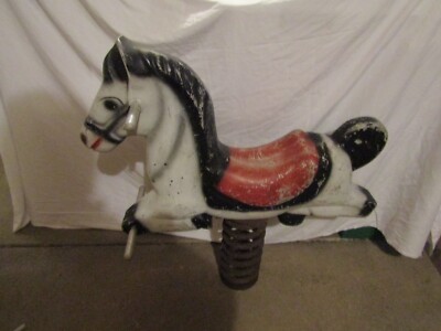 VINTAGE JE BURKE CO PLAYGROUND PARK ALUMINUM SPRING COIL RIDE ON HORSE ...