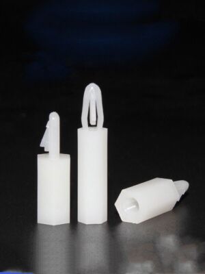 25pcs M3 Hex Nylon Plastic Standoff Spacer Push Snap in Fixed PCB Board ...