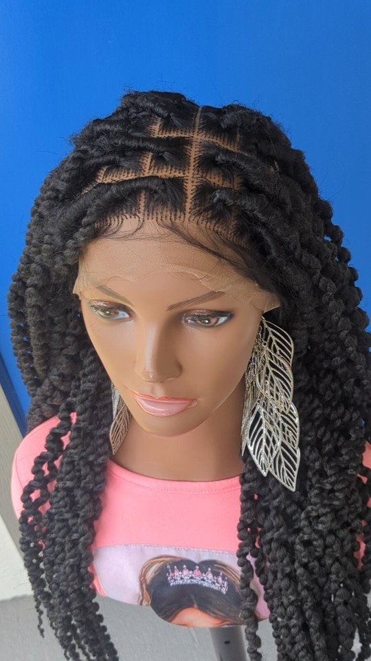 Handmade neat black colored 360 faux locs braids wig. | eBay