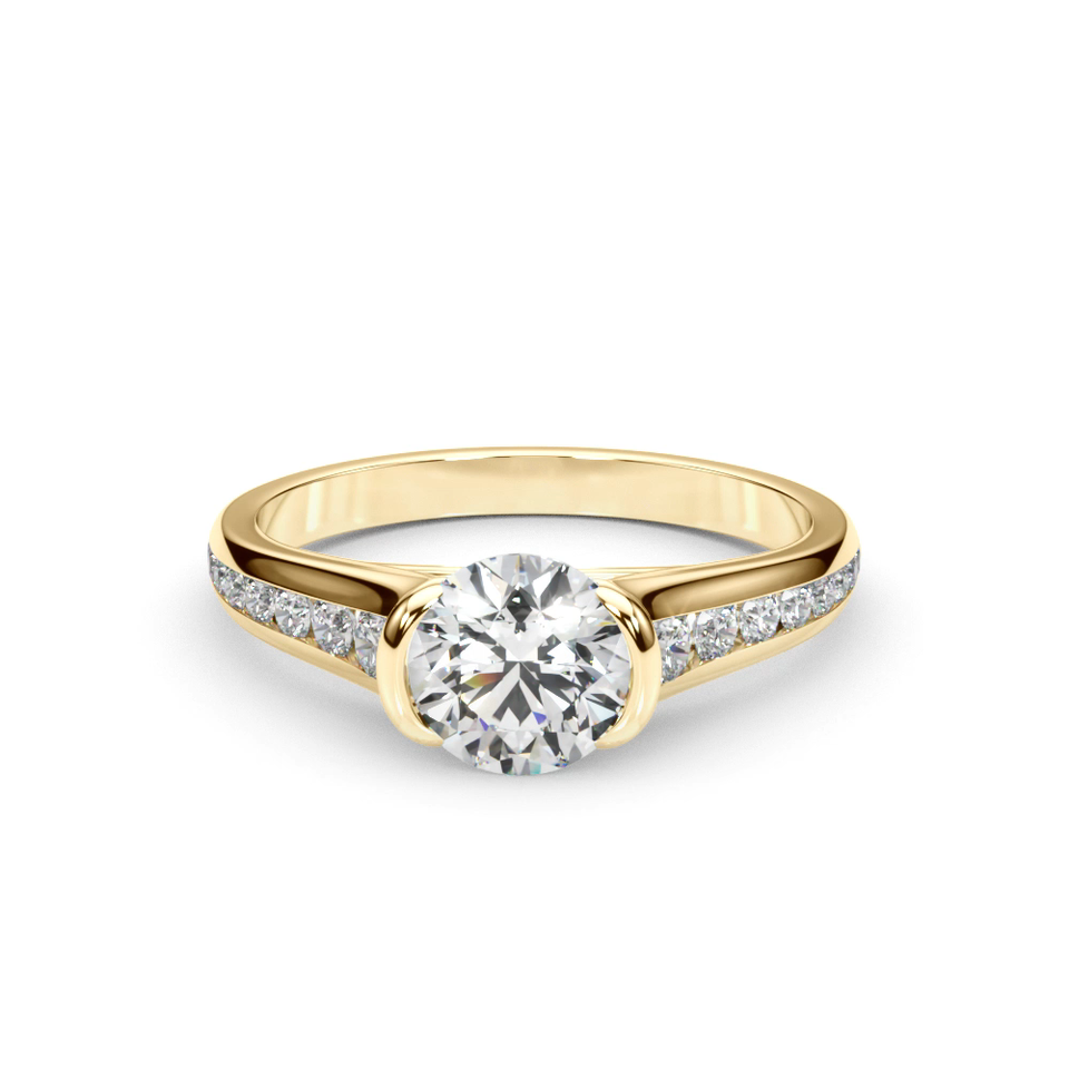 2.35CTW Lab-Grown Diamond Shank Pave 18K Gold Yellow Round Engagement ...