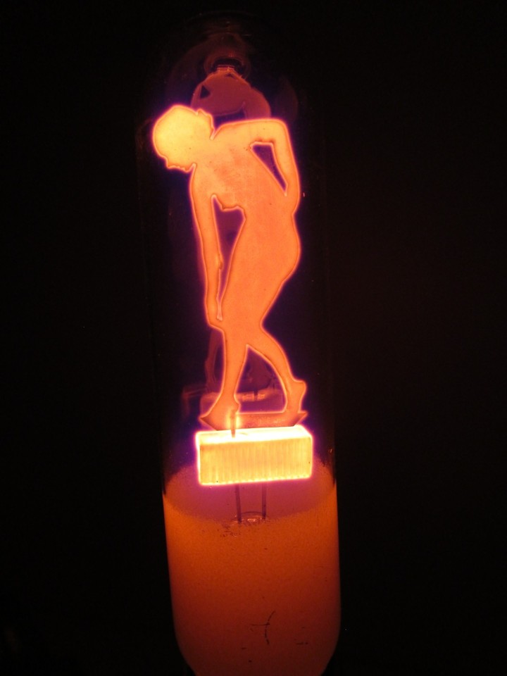 Marked Aerolux Pin up Girl Tubular Neon Light Bulb & Brass Aladdin's ...