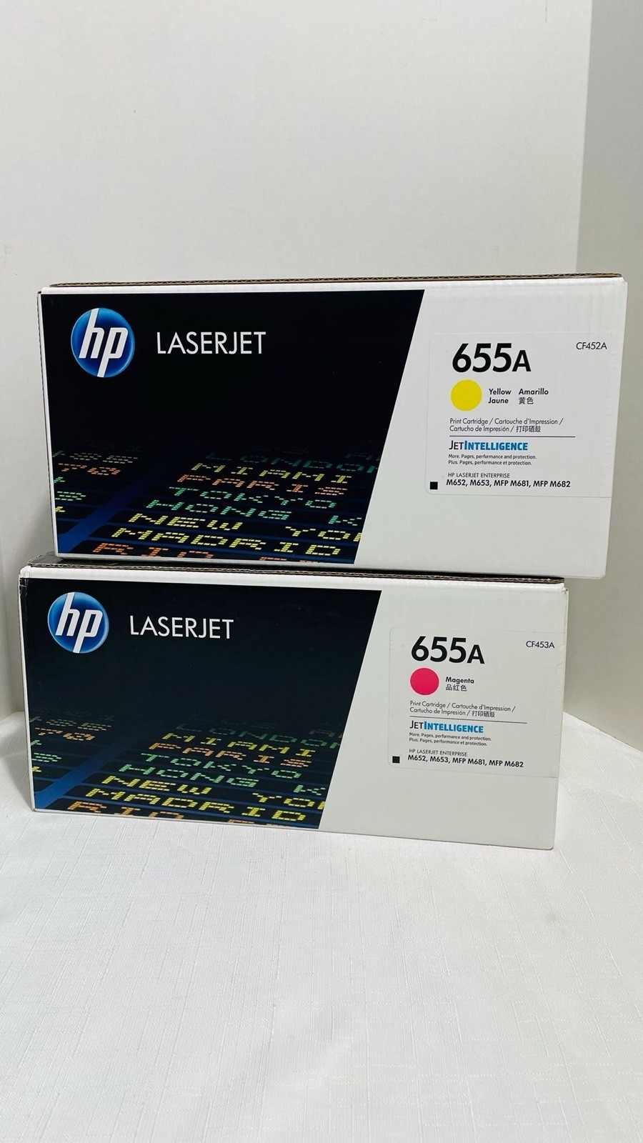 Genuine HP 655A Magenta,Yellow OEM Printer Toner Cartridges CF453A/452A ...