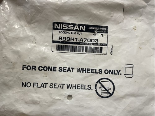 Nissan Altima OEM Locking Lug Nut 999H1-A7003 New For Cone Seat Wheels ...
