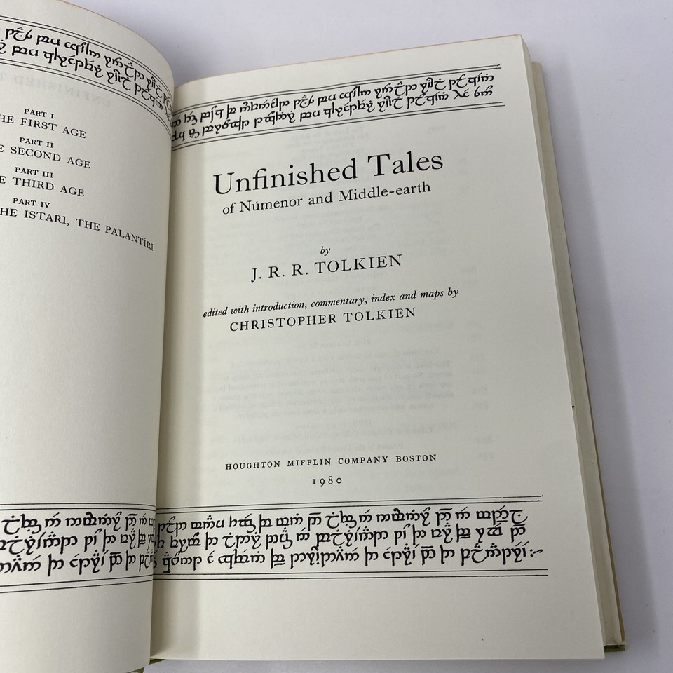 Unfinished Tales JRR Tolkien 1980 Hardcover 1st American Edition Fold ...