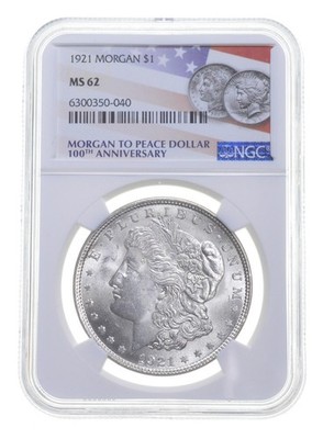 MS62 1921 Morgan Silver Dollar NGC 100th 2021 Label Philadelphia *4322 ...