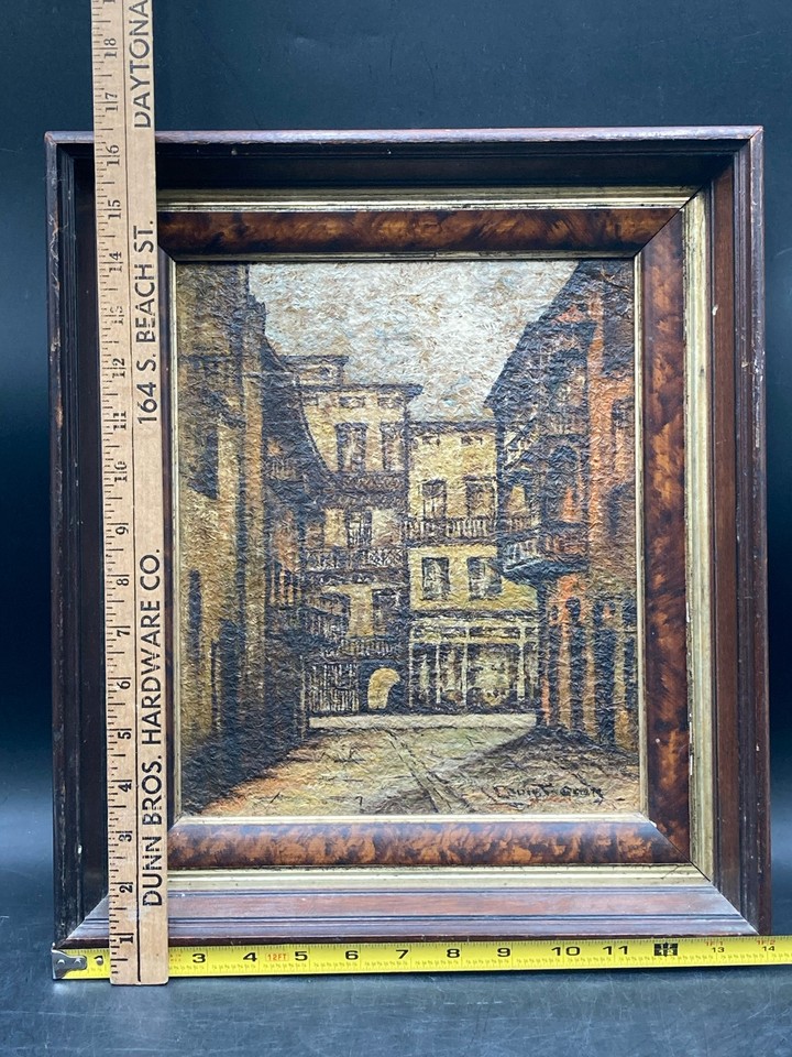 Antique Louis F. Goetz Original European Street Scene Impresionist Oil ...