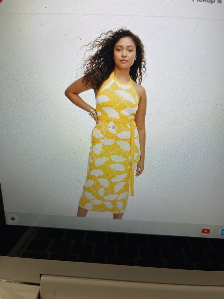 DVF Diane Von Furstenberg X Target Size L Halter Tie-Neck Ginkgo Midi ...