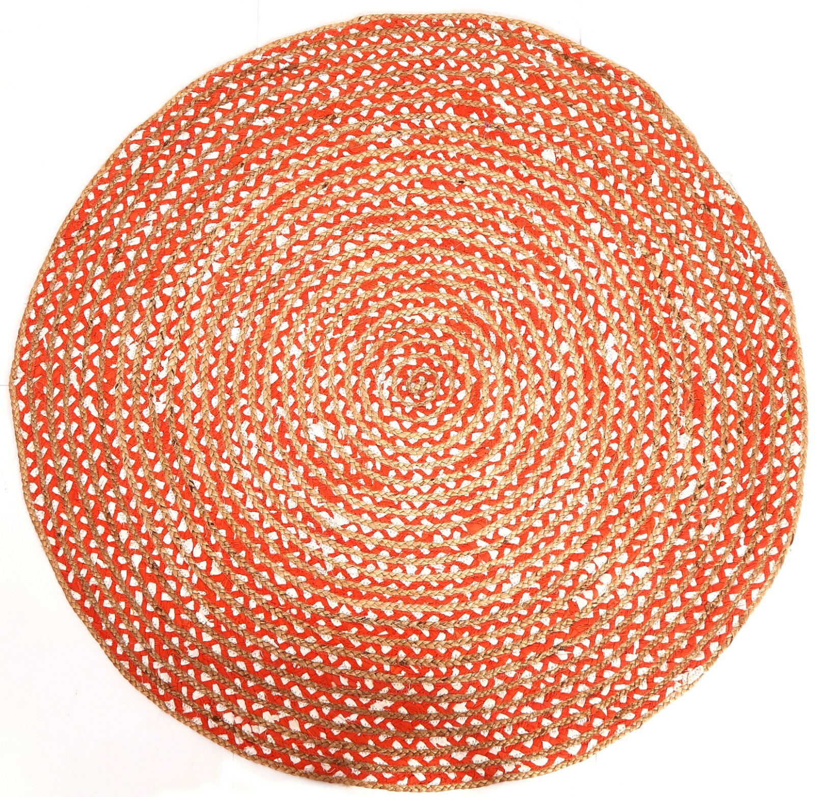 4ft Orange Braided Round Rug/Rag Hand-Weaved Cotton Chindi Round Floor ...