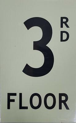 Floor number 3 Sign HEAVY DUTY / GLOW IN THE DARK "FLOOR NUMBER" SIGN ...