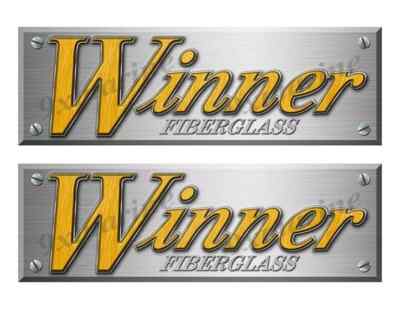 WINNER Brushed Metal Gold Vinyl Decal Boat Stickers 2 PC Set, 10" x 3.5 ...