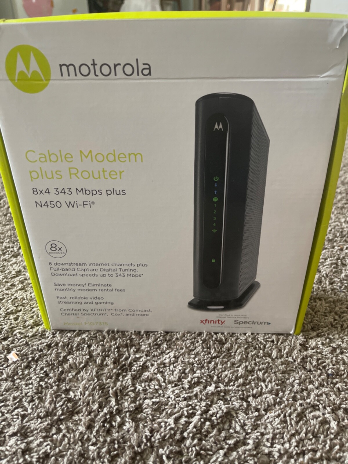Motorola MG7315 8x4 DOCSIS 3.0 Cable Modem Plus N450 Wi-Fi Router | eBay