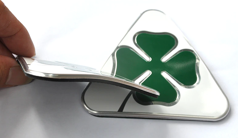 2pcs Alfa Romeo Silver Green Clover Side Fender Stickers Emblems Badges ...