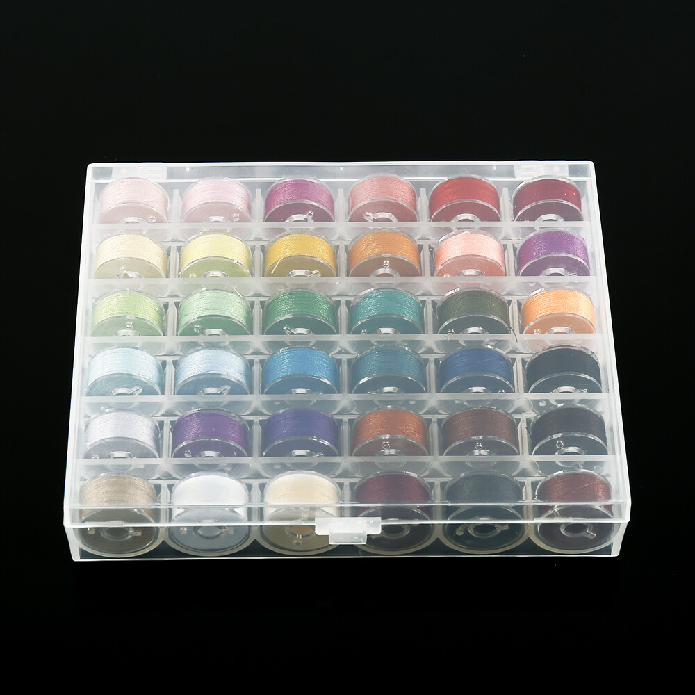 36PCs Sewing Thread Set with Plastic Bobbins Sewing Machine Spools Case ...