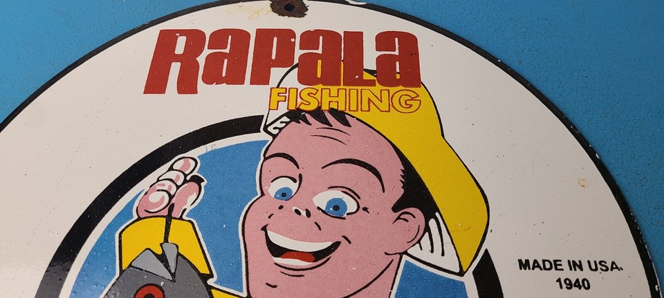 Vintage Rapala Fishing Sign - Tackle Lures Rods Reels Porcelain Gas ...