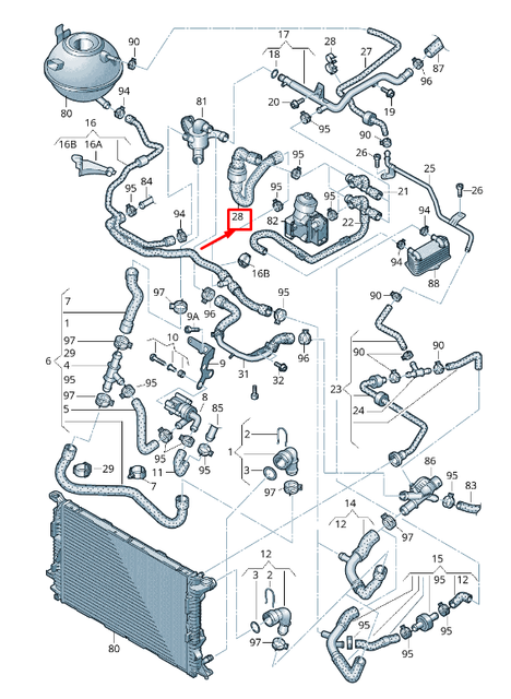 AUDI Q3 8U Coolant Hose With Coolant Regulator 5N0122086A GENUINE for ...
