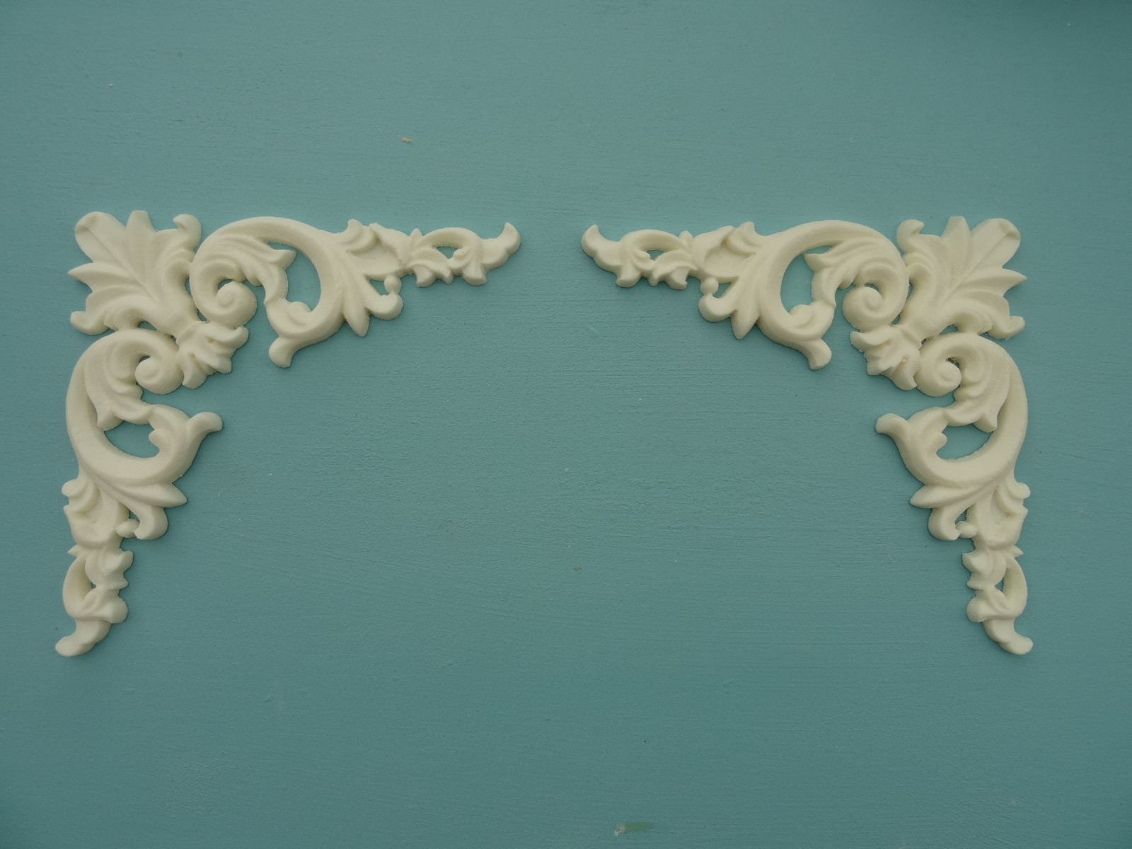 Decorative large scroll corners x 6 applique onlay furniture moulding ...
