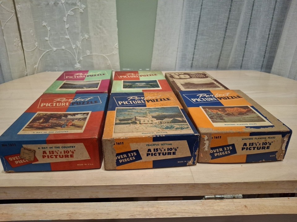 Vintage Perfect Picture Puzzle Lot of 6 – Small Box Scenic Art Jigsaw ...