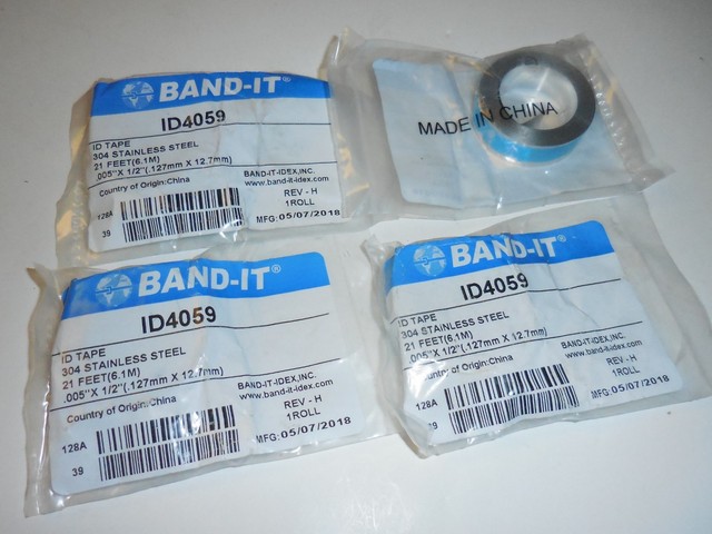 (4) New Band-It ID4059 ID Tape 304 SS 21 Feet .005" x 1/2" & Free ...