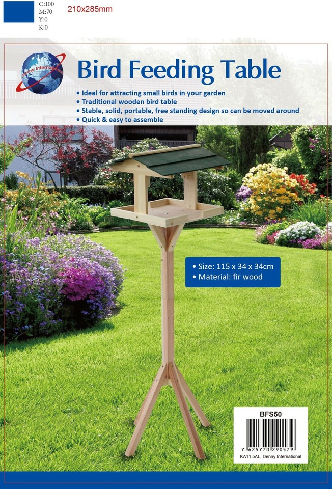 Traditional Wooden Bird Table Garden Birds Feeder Feeding Station Free ...