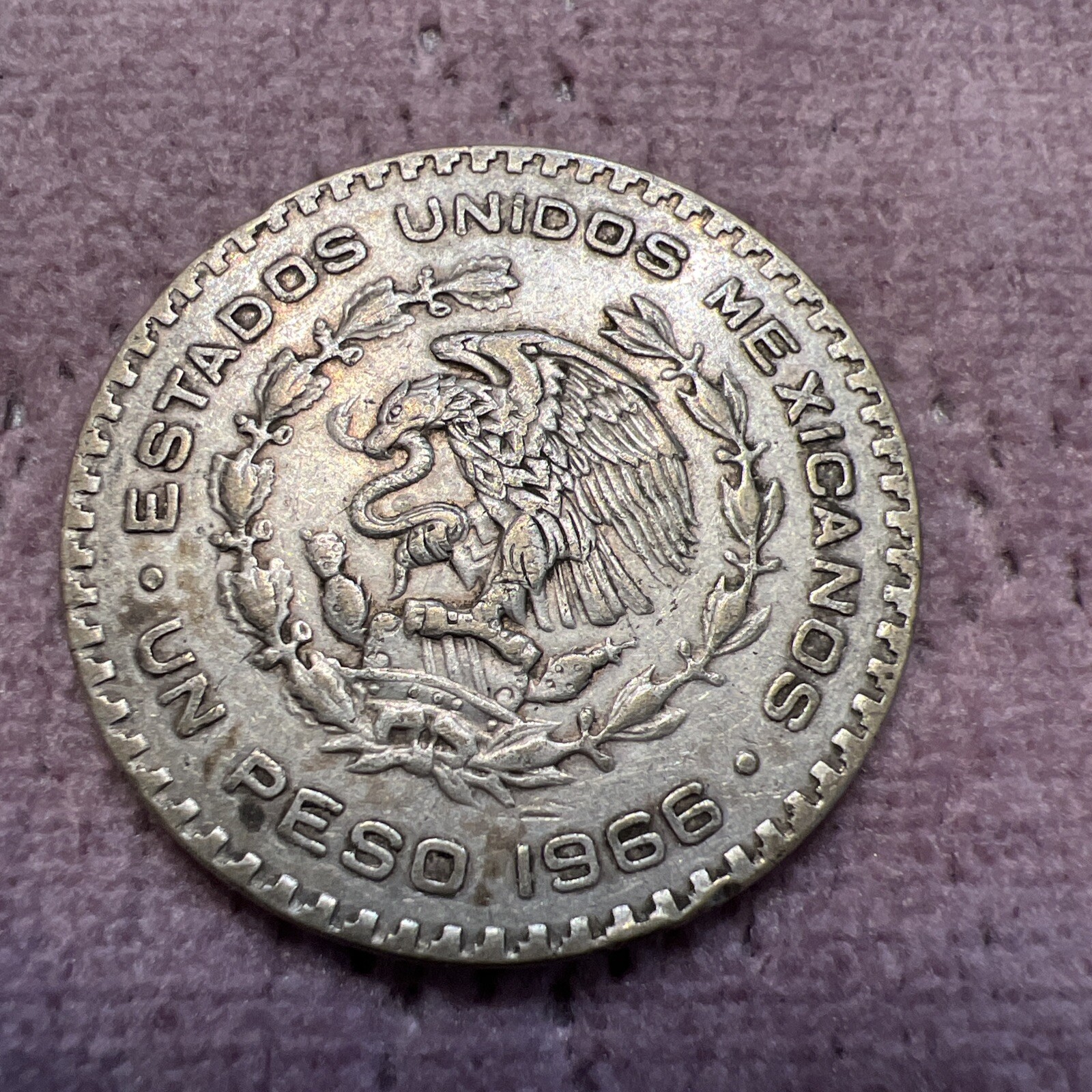 Mexico 1966 - Un Peso 10% Silver Plata Coin Mexican Morelos - One Peso ...
