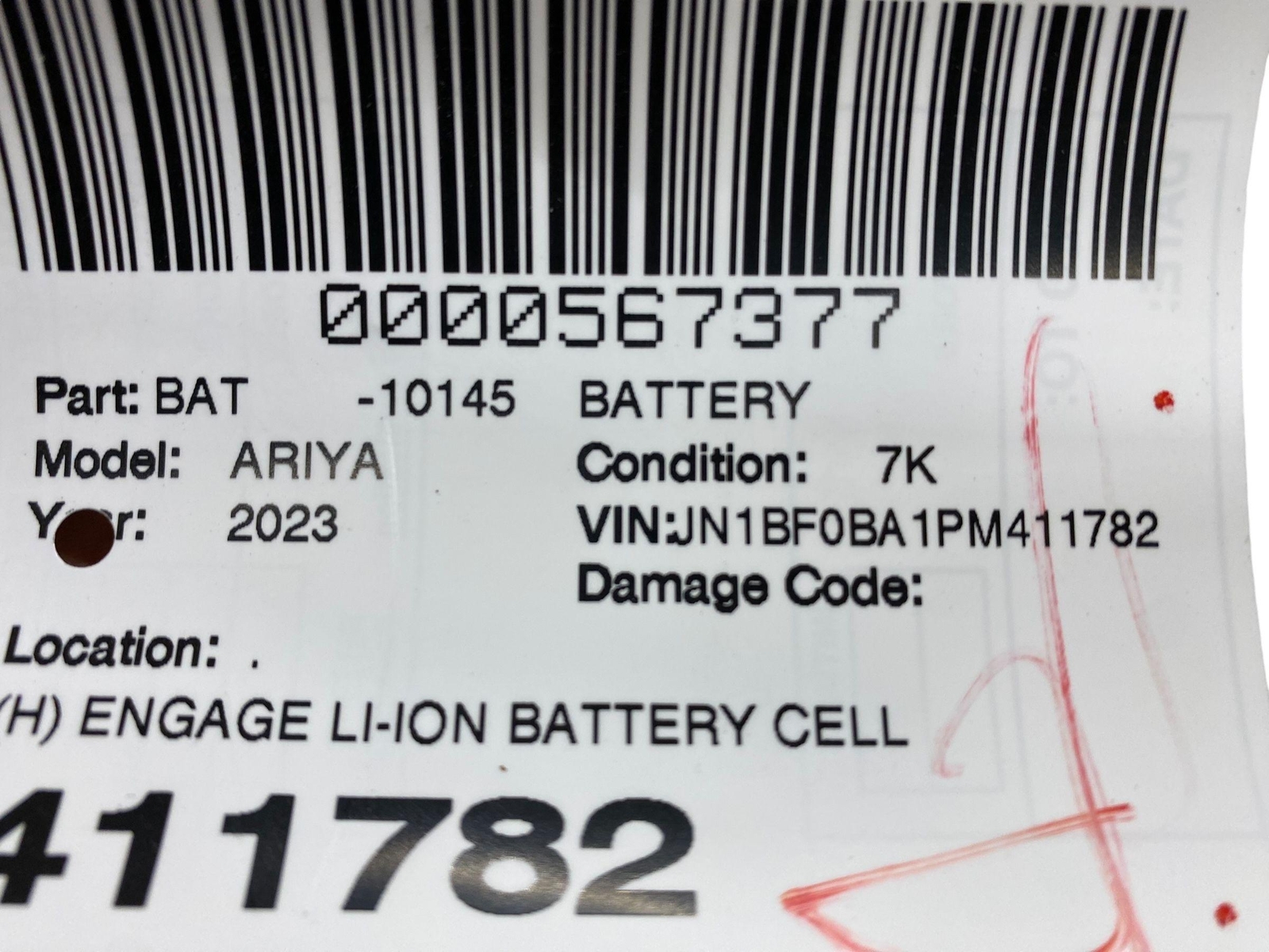 2023 NISSAN ARIYA (H) ENGAGE LI-ION BATTERY CELL PACK 4.7 Kwh ...