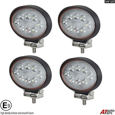 Professional HQ Oval 24w 4x Led Work Lights Flood Beam Digger Tractor ...