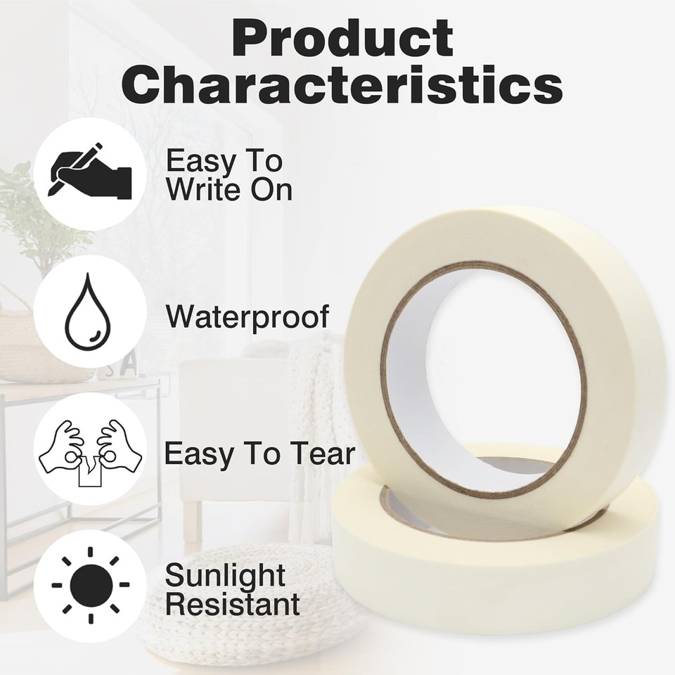 Masking Tape 1 inch X 55 Yards X 2 1 Inch X 55 Yards,2 Rolls, Beige ...